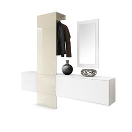Vladon GARDEROBE Carlton Paneel in Creme Hochglanz