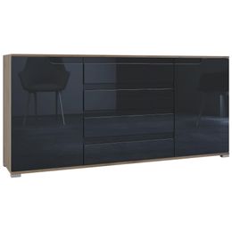 Vladon SIDEBOARD Sylt Schwarz Hochglanz