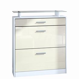 Vladon SCHUHSCHRANK Loret Front in Creme Hochglanz