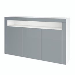 Vladon SIDEBOARD Valencia Grau Hochglanz / Grau Hochglanz