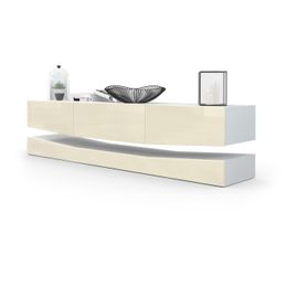 Vladon LOWBOARD City Fronten in Creme Hochglanz
