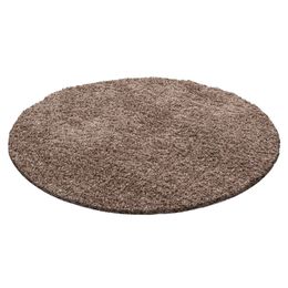 Ayyildiz Hochflorteppich Life Hellbraun &Oslash; ca. 120cm