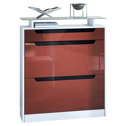 Vladon SCHUHSCHRANK Fiesta Bordeaux Hochglanz / Schwarz Hochglanz