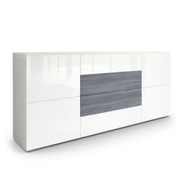 Vladon SIDEBOARD Rova Wei&szlig; Hochglanz / Avola-Anthrazit