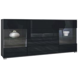 Vladon SIDEBOARD Bari Schwarz Hochglanz