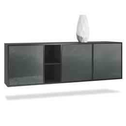 Vladon SIDEBOARD Cuba T&uuml;ren in Grau Hochglanz