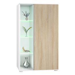 Vladon VITRINE Davos Eiche s&auml;gerau