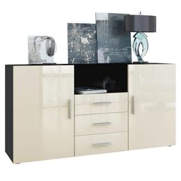 Vladon SIDEBOARD Skadu Front in Creme Hochglanz