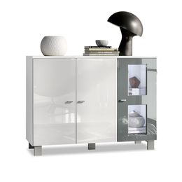 Vladon SIDEBOARD Denjo T&uuml;r in Grau Hochglanz
