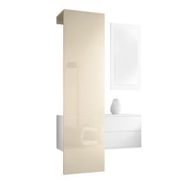 Vladon GARDEROBE Carlton Paneel in Creme Hochglanz