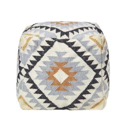 Homescapes KELIM-POUF Agra mit Ethno-Muster, 43/43/43 cm