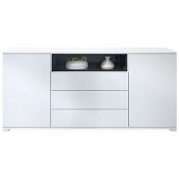 Vladon SIDEBOARD Skadu Schwarz Hochglanz