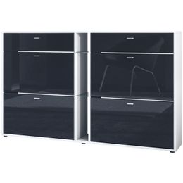 Vladon SCHUHSCHRANK Today Fronten in Schwarz Hochglanz