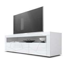 Vladon SIDEBOARD Valencia Fronten in Wei&szlig; Hochglanz Element mit 3D Struktur