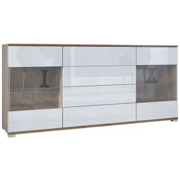 Vladon SIDEBOARD Bari Wei&szlig; Hochglanz