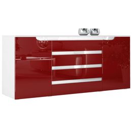 Vladon SIDEBOARD Sintra Bordeaux Hochglanz / Wei&szlig; Hochglanz