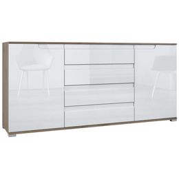 Vladon SIDEBOARD Sylt Wei&szlig; Hochglanz