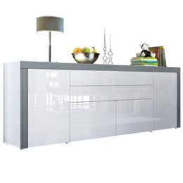 Vladon SIDEBOARD La Paz Wei&szlig; Hochglanz / Avola-Anthrazit