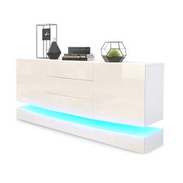 Vladon SIDEBOARD City Fronten in Creme Hochglanz
