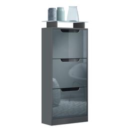 Vladon SCHUHSCHRANK Space Grau Hochglanz