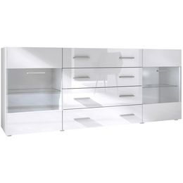 Vladon SIDEBOARD Carlos Wei&szlig; Hochglanz