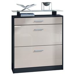 Vladon SCHUHSCHRANK Loret Front in Sandgrau Hochglanz
