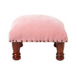 Homescapes SAMT-HOCKER Mable, rosa mit Holzbeinen, 40/40/25 cm