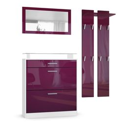 Vladon GARDEROBE Loret Front in Brombeer Hochglanz