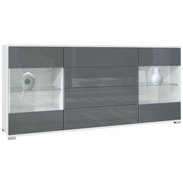 Vladon SIDEBOARD Bari Grau Hochglanz