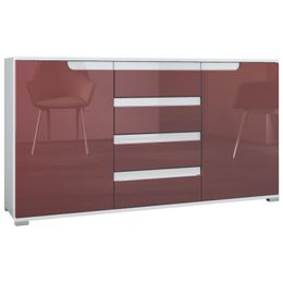 Vladon SIDEBOARD Sylt Bordeaux Hochglanz / Wei&szlig; Hochglanz