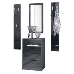 Vladon GARDEROBE Pino Schwarz Hochglanz