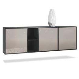 Vladon SIDEBOARD Cuba T&uuml;ren in Sandgrau Hochglanz