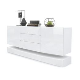 Vladon SIDEBOARD City Fronten in Wei&szlig; Hochglanz