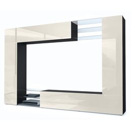 Vladon WOHNWAND Mirage Front in Creme Hochglanz