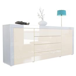 Vladon SIDEBOARD La Paz Creme Hochglanz / Wei&szlig; Hochglanz