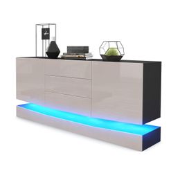 Vladon SIDEBOARD City Fronten in Sandgrau Hochglanz