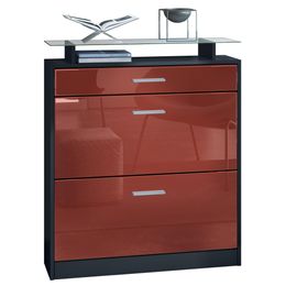 Vladon SCHUHSCHRANK Loret Front in Bordeaux Hochglanz