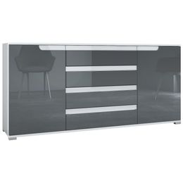 Vladon SIDEBOARD Sylt Grau Hochglanz / Wei&szlig; Hochglanz