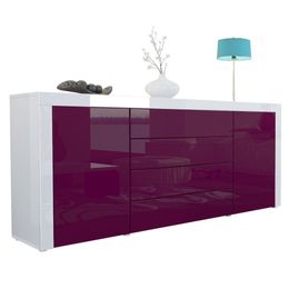 Vladon SIDEBOARD La Paz Brombeer Hochglanz / Wei&szlig; Hochglanz