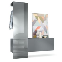 Vladon GARDEROBE Carlton Paneel in Grau Hochglanz
