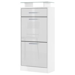 Vladon SCHUHSCHRANK Loret Front in Wei&szlig; Hochglanz