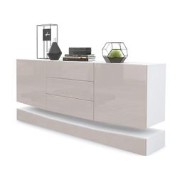 Vladon SIDEBOARD City Fronten in Sandgrau Hochglanz