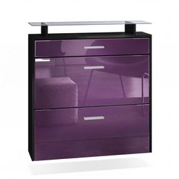Vladon SCHUHSCHRANK Malea Front in Brombeer Hochglanz