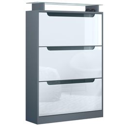 Vladon SCHUHSCHRANK Space Wei&szlig; Hochglanz