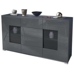 Vladon SIDEBOARD Gr&ouml;mitz Grau Hochglanz