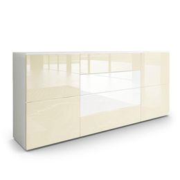 Vladon SIDEBOARD Rova Creme Hochglanz / Wei&szlig; Hochglanz
