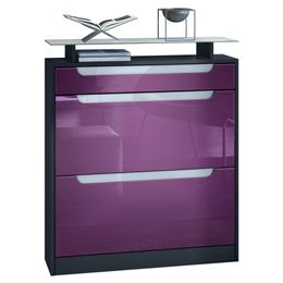 Vladon SCHUHSCHRANK Fiesta Brombeer Hochglanz / Wei&szlig; Hochglanz