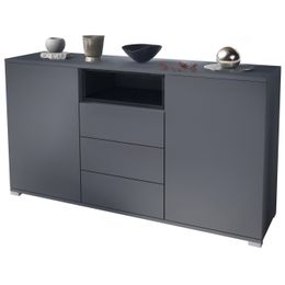 Vladon SIDEBOARD Skadu Schwarz Hochglanz
