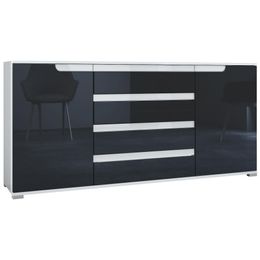 Vladon SIDEBOARD Sylt Schwarz Hochglanz / Wei&szlig; Hochglanz