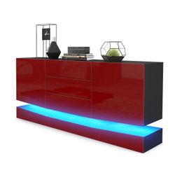 Vladon SIDEBOARD City Fronten in Bordeaux Hochglanz